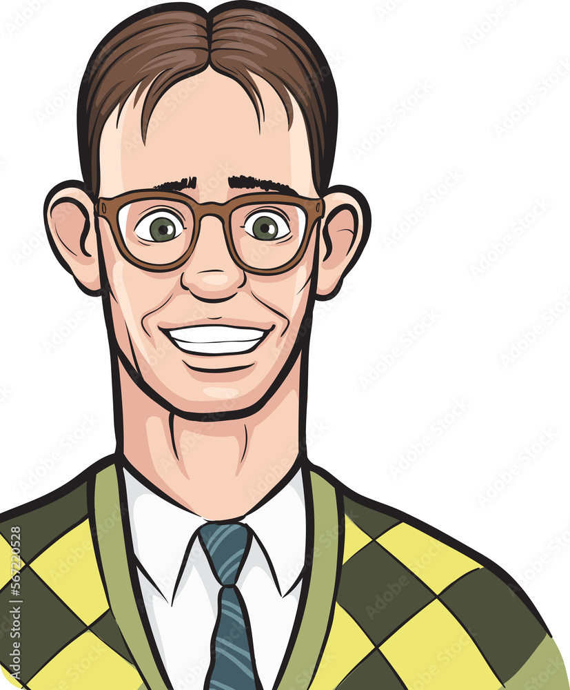 cartoon smiling nerd on white background - PNG image with transparent ...