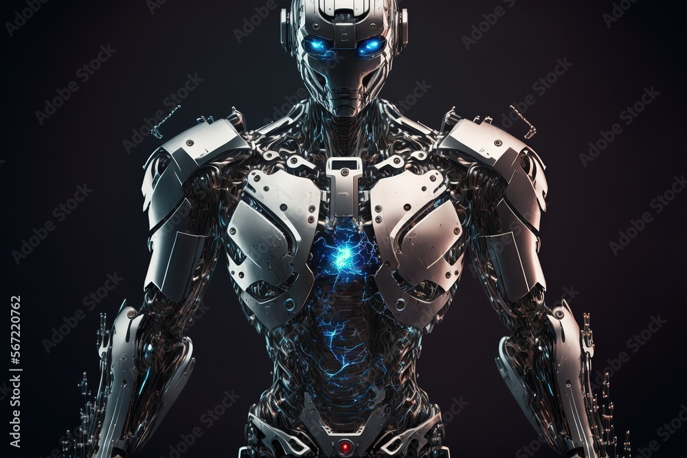 Futuristic robot artificial intelligence enlightening AI technology ...