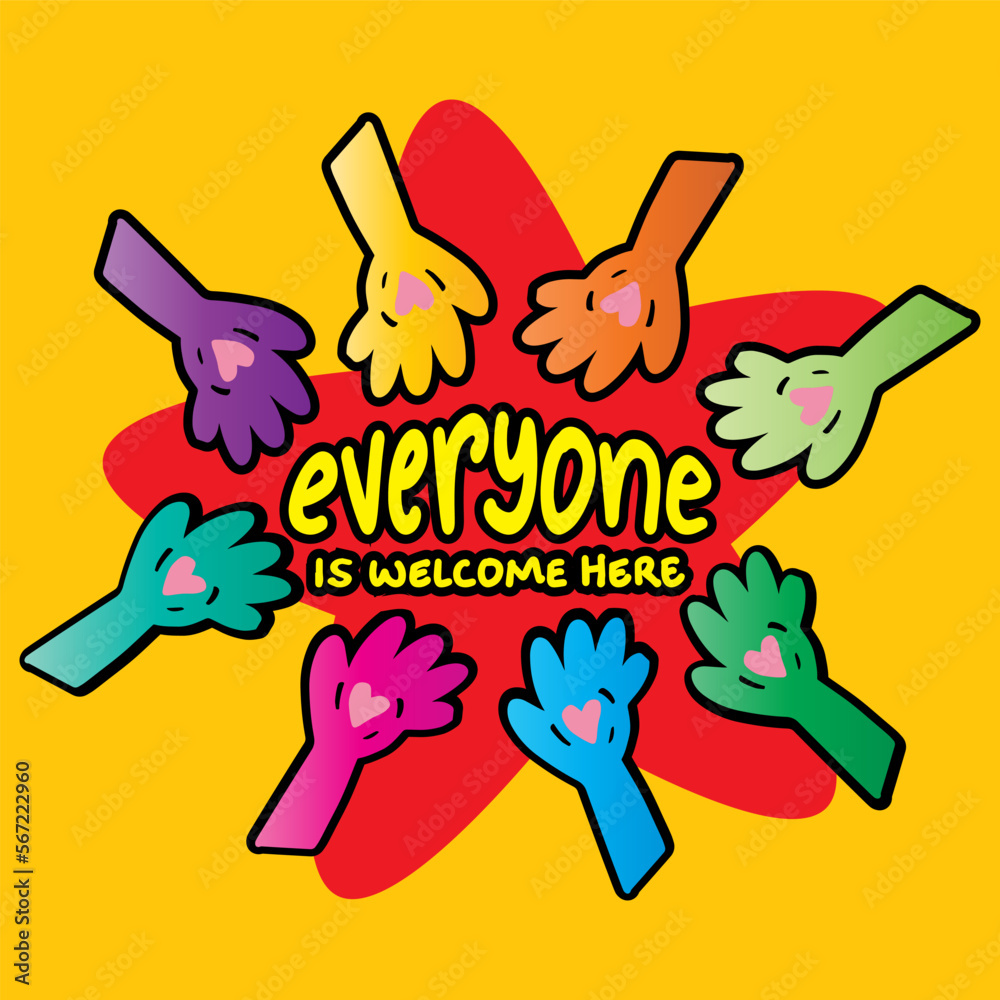Everyone is welcome here, hand lettering. Wall art poster for ...