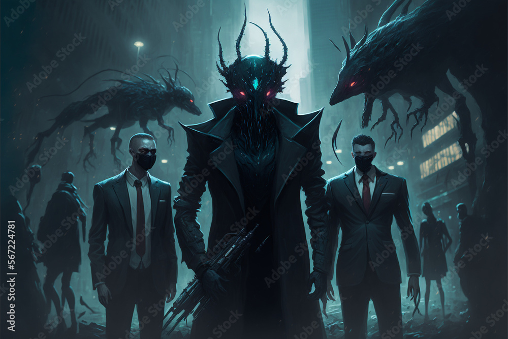 An AI-created artwork depicts a group of unsettling creatures with no ...