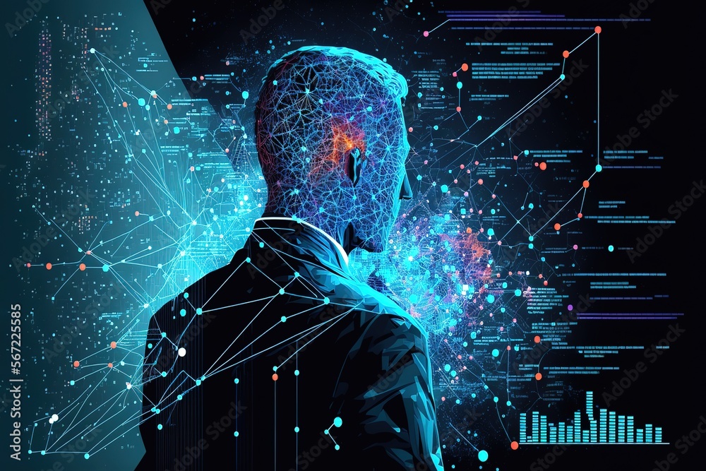 Big data technology and data science. Data scientist querying ...