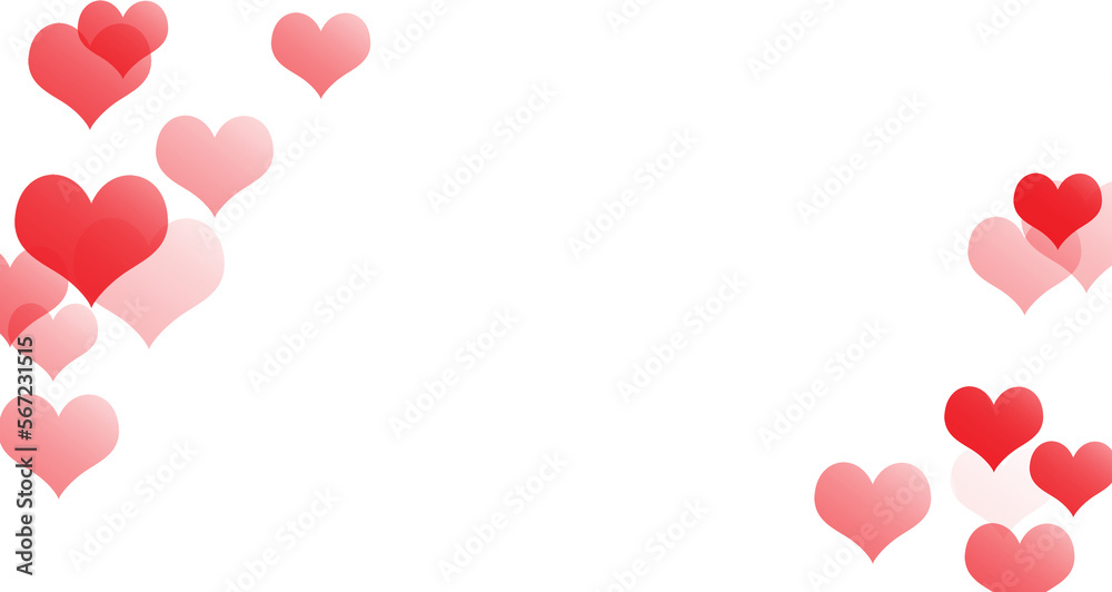 Red hearts overlay frame, png transparent hearts illustration with copy ...