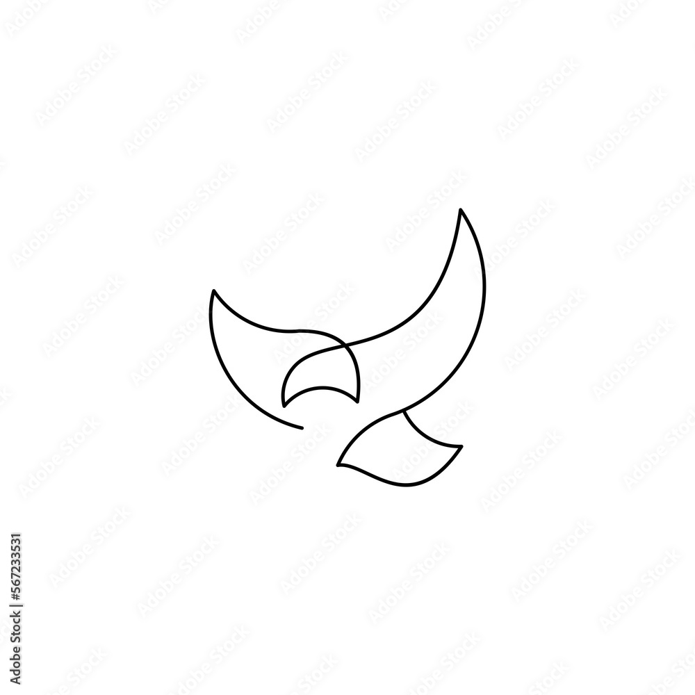 Continuous one line drawing of eagle or hawk bird vector, Illustration minimalism birds flying ...