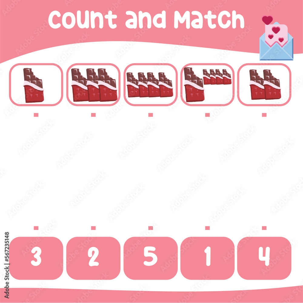 Vetor de Count and match together worksheet for preschool kids ...