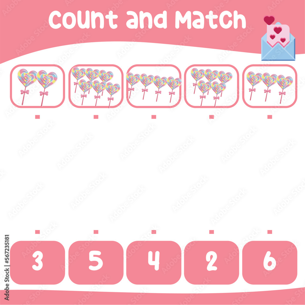 Count and match together worksheet for preschool kids. Educational ...