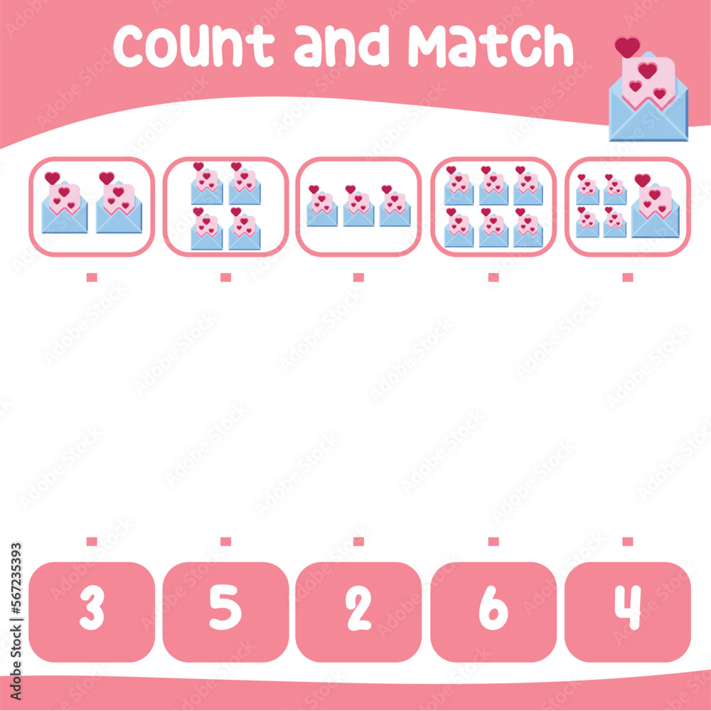 Count and match together worksheet for preschool kids. Educational ...