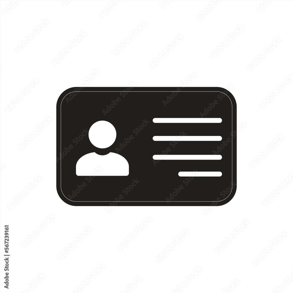 ID Card icon or ID badge sign and symbol with transparent background ...