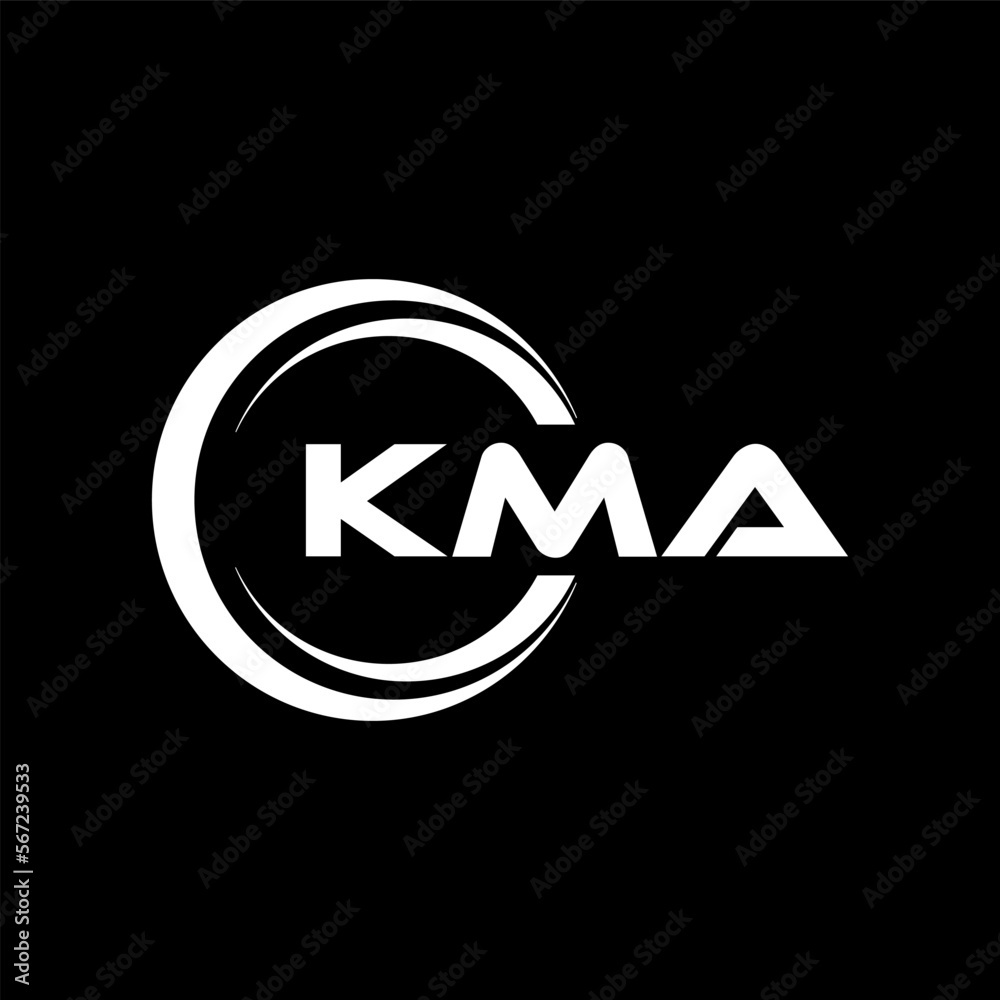 KMA letter logo design with black background in illustrator, cube logo ...