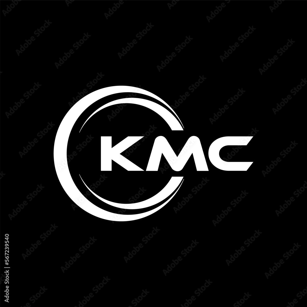KMC letter logo design with black background in illustrator, cube logo ...