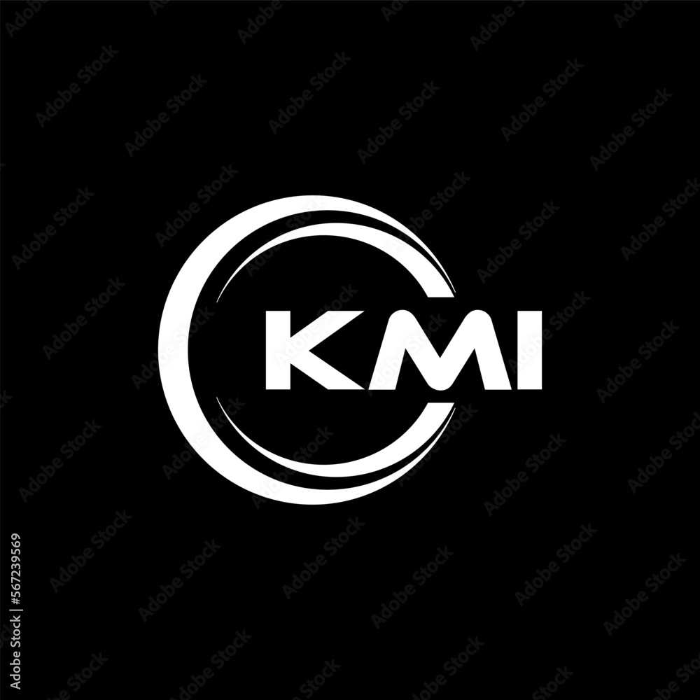 KMI letter logo design with black background in illustrator, cube logo ...