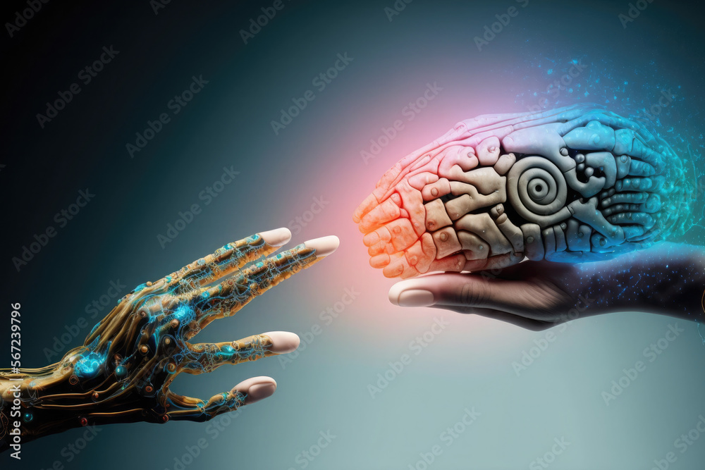 Brain with light and circuitry depicting artificial intelligence, AI ...