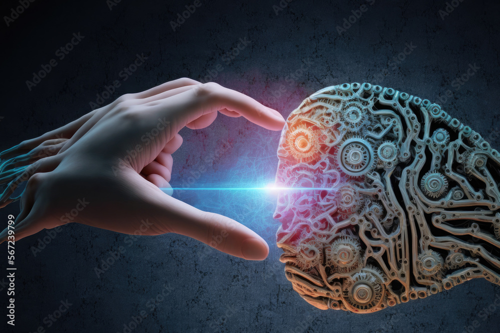 Brain with light and circuitry depicting artificial intelligence, AI ...