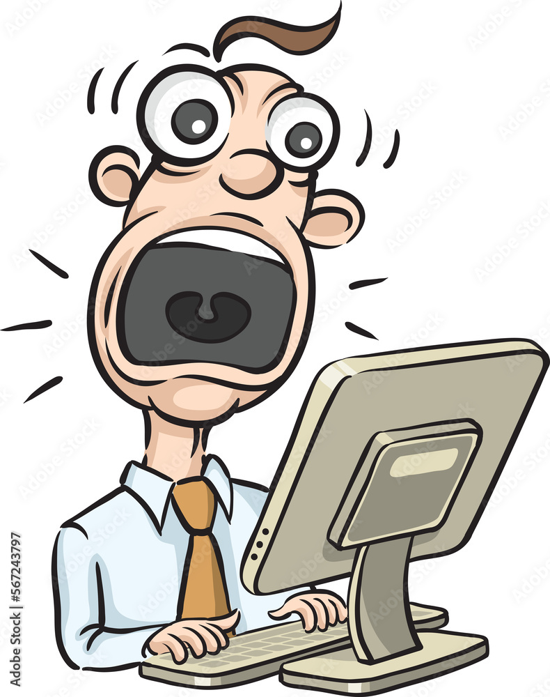 screaming businessman and desktop computer - PNG image with transparent ...