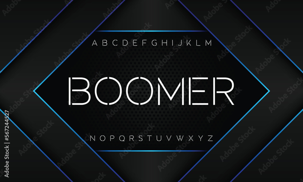 BOOMER Sport and action technology typography alphabet fonts with bold ...