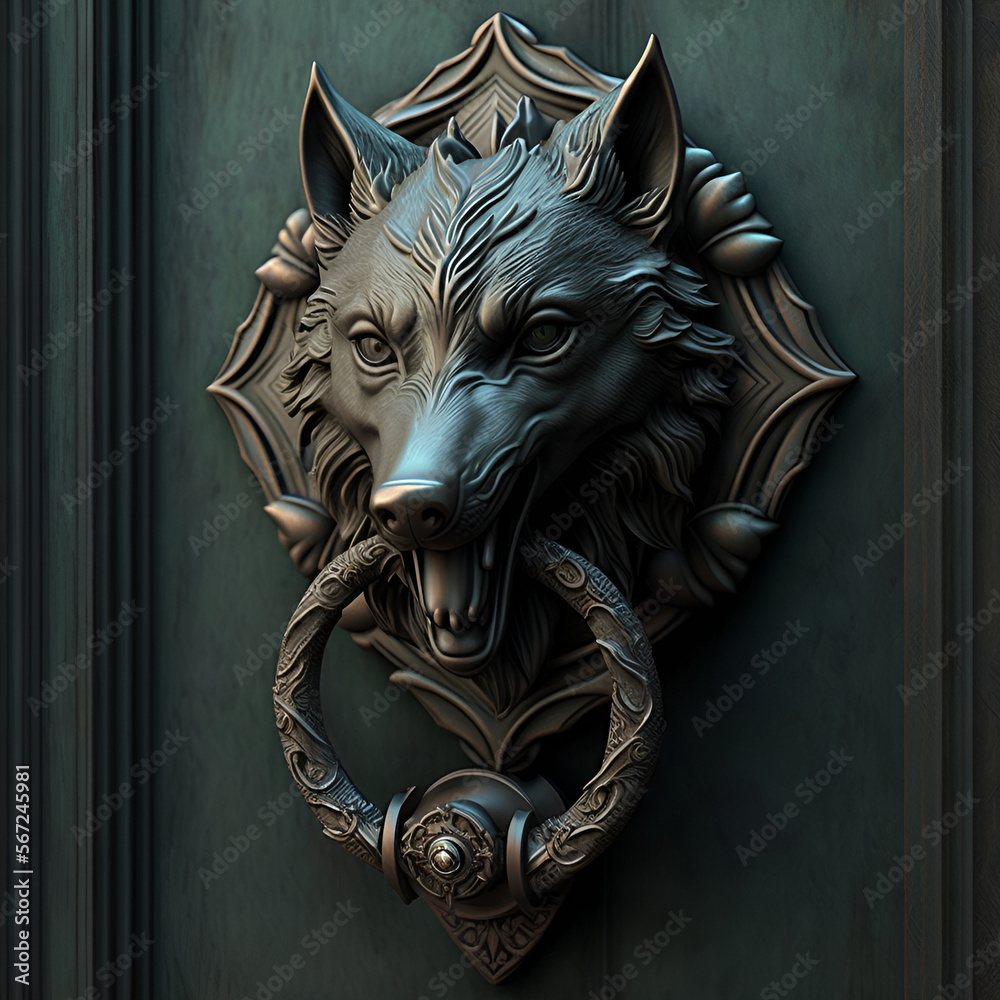 Wolf Door Knocker Stock Illustration Adobe Stock