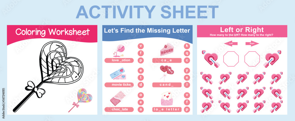 3 in 1 Activity kit Valentine’s edition for preschool and kindergarten ...