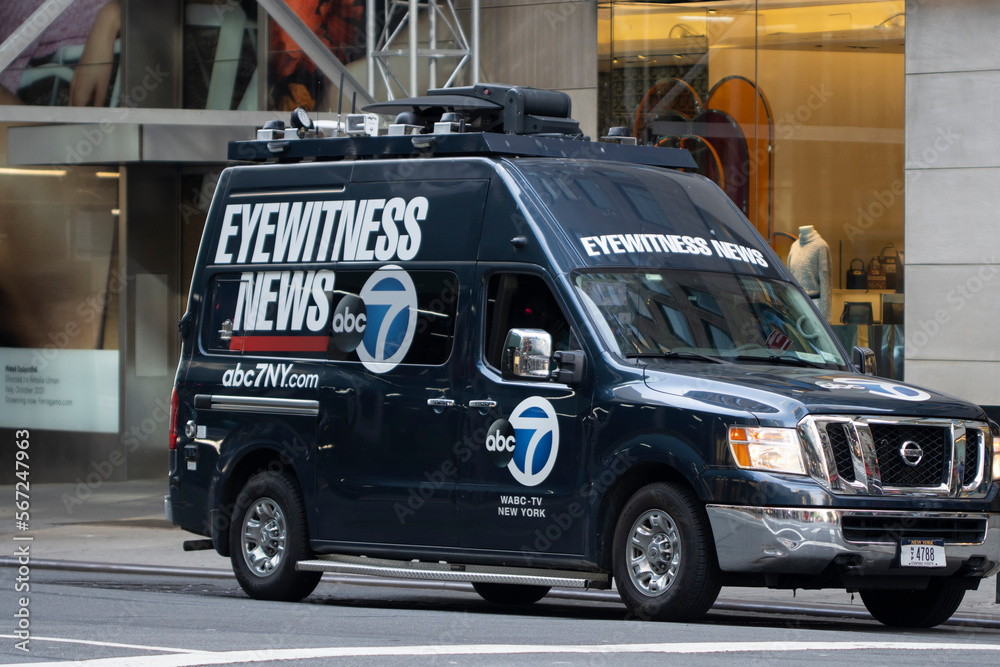 New York, NY, USA - July 9, 2022: An ABC7 Eyewitness News vehicle is ...