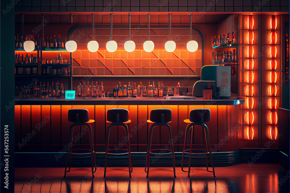 Contemporary Bar wallpaper. generative ai Stock Illustration | Adobe Stock