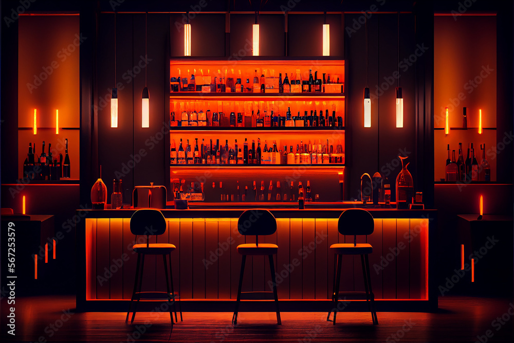 Contemporary Bar wallpaper. generative ai Stock Illustration | Adobe Stock
