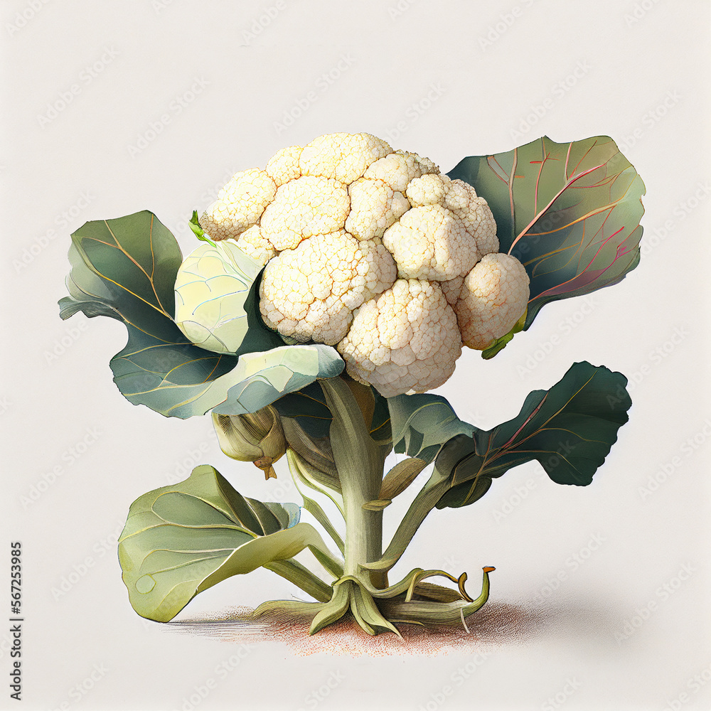 Cartoon. Illustration of a cauliflower. generative ai Stock ...