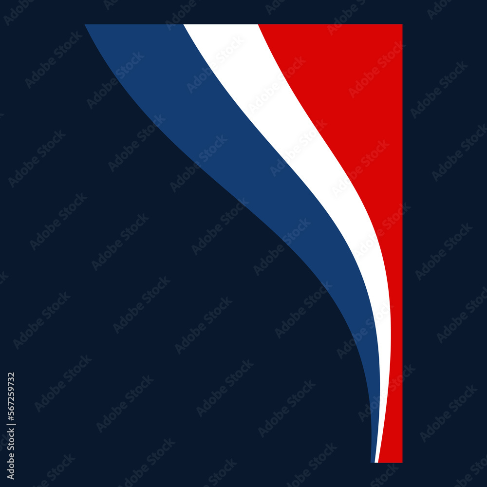 wavy french flag ribbon illustration for corner border and frame ...