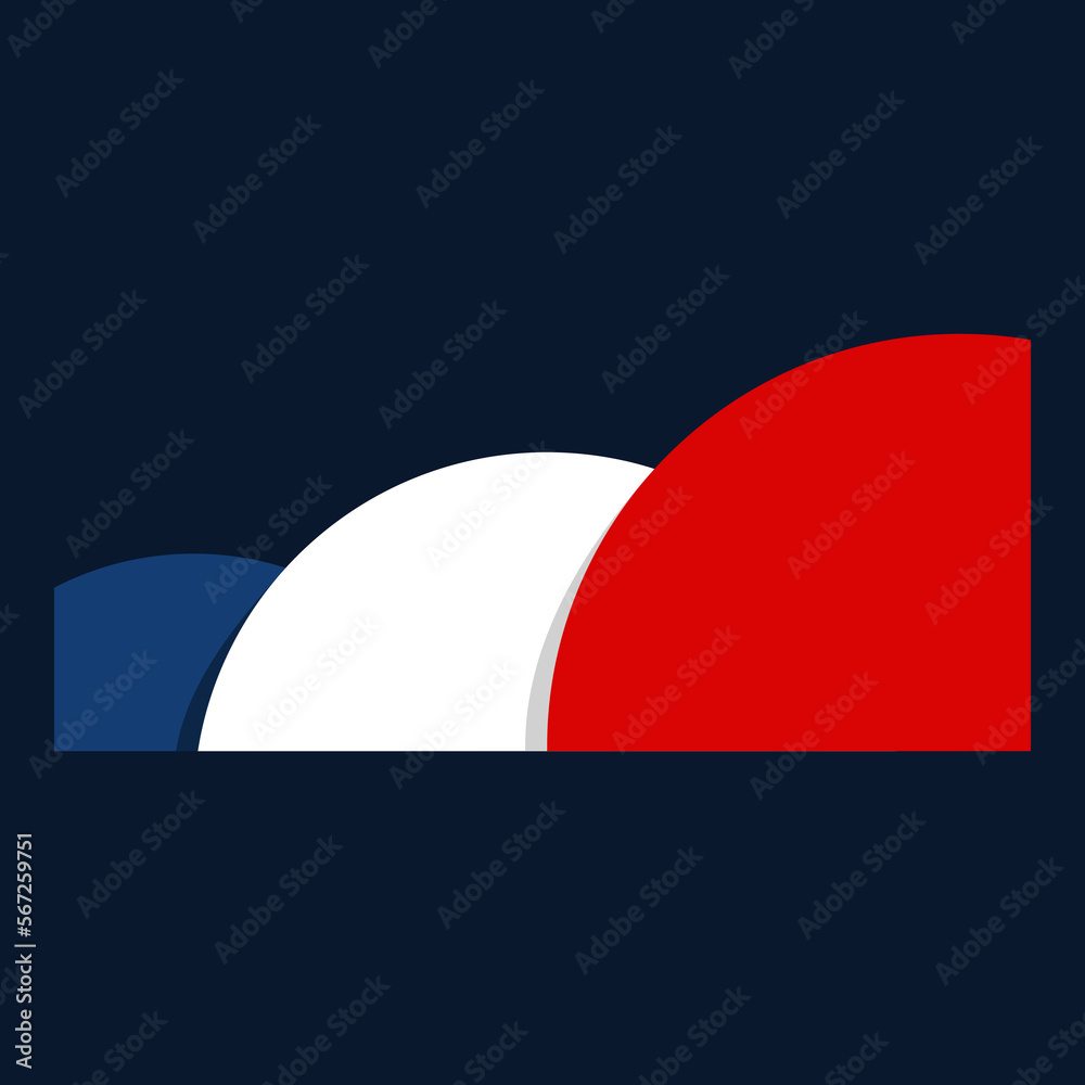 france colors flag in three round shape illustration for header and ...
