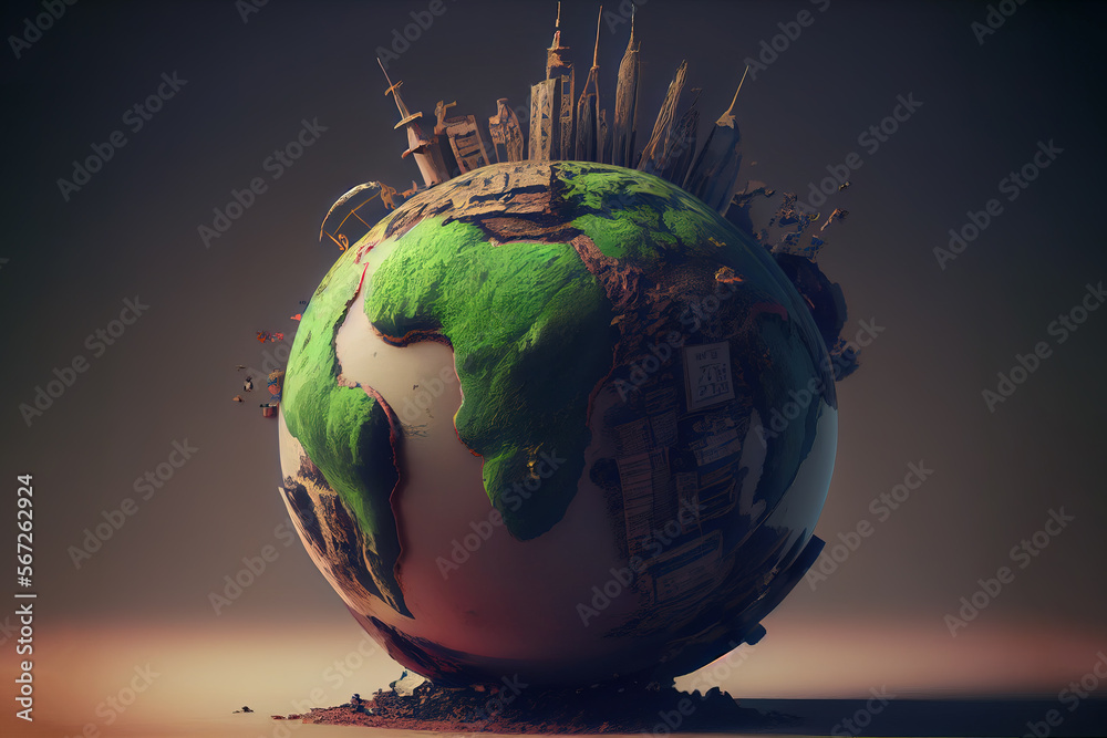 An earth globe map with a green continent of Africa. Map. Africa. Green ...