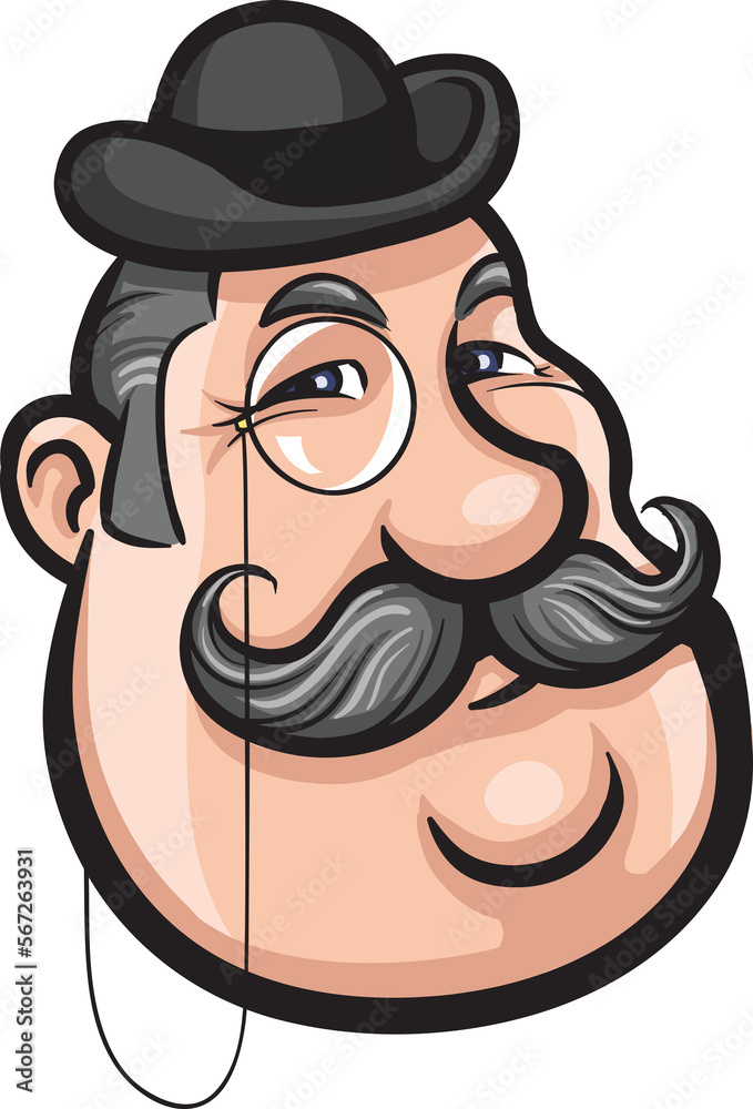 cartoon retro rich man face - PNG image with transparent background ...