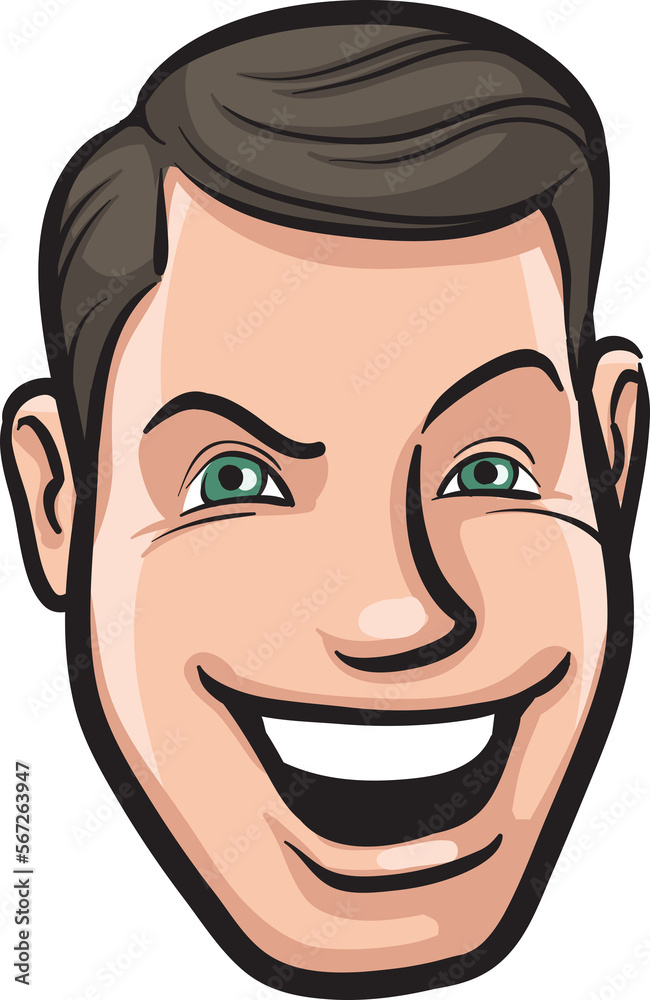 cartoon retro young man face - PNG image with transparent background ...