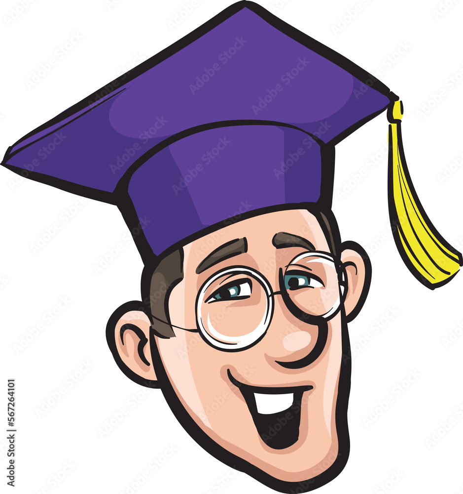 cartoon smiling graduate student face - PNG image with transparent ...