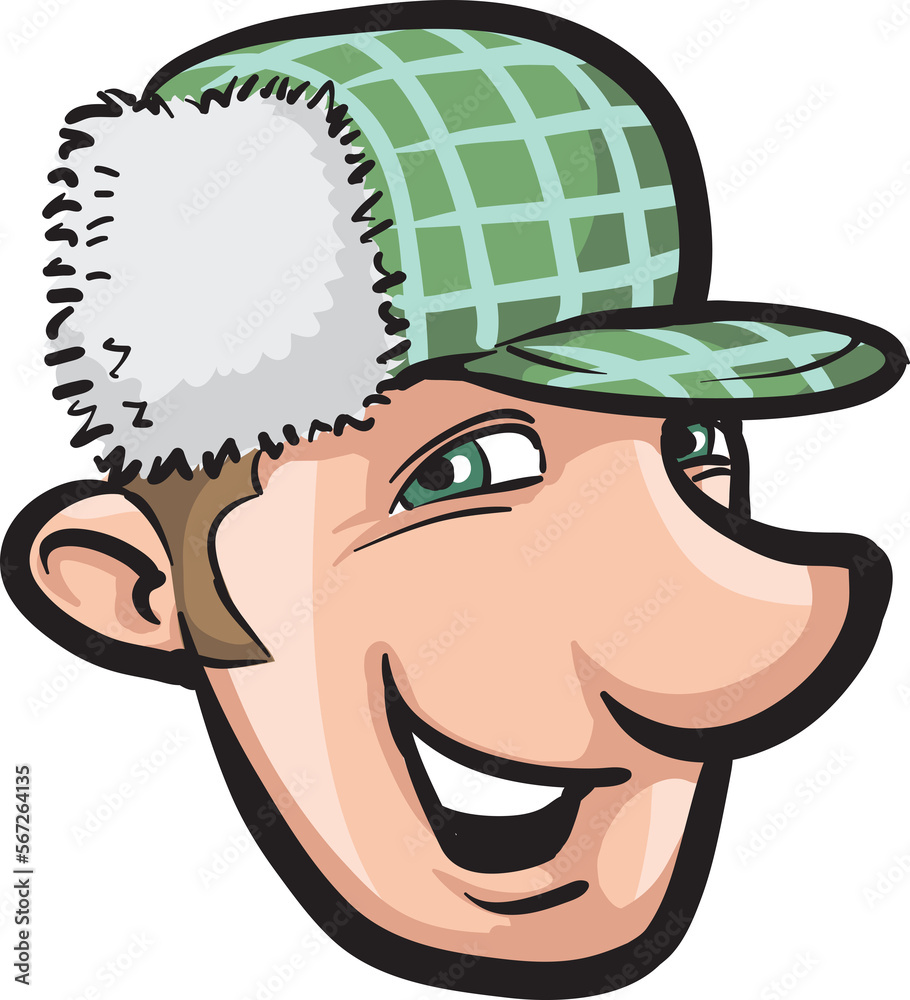 cartoon smiling hunter man face - PNG image with transparent background ...