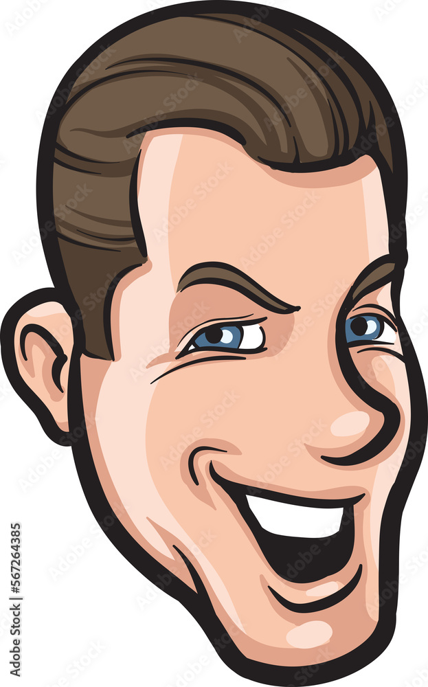 cartoon smiling retro young man face - PNG image with transparent ...