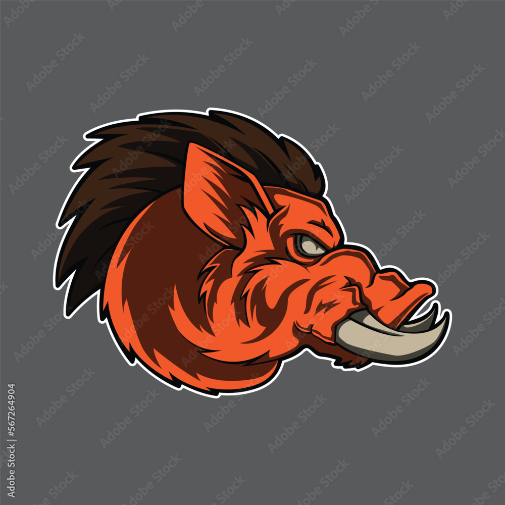cartoon boar head graphic illustration Stock Vector | Adobe Stock