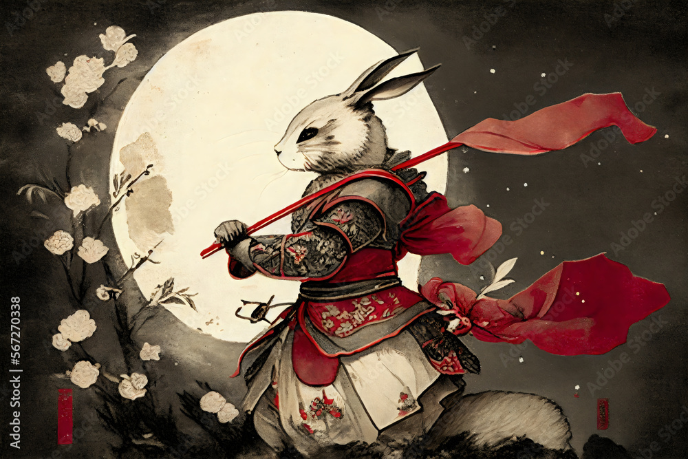 Chinese Art Rabbit Moon