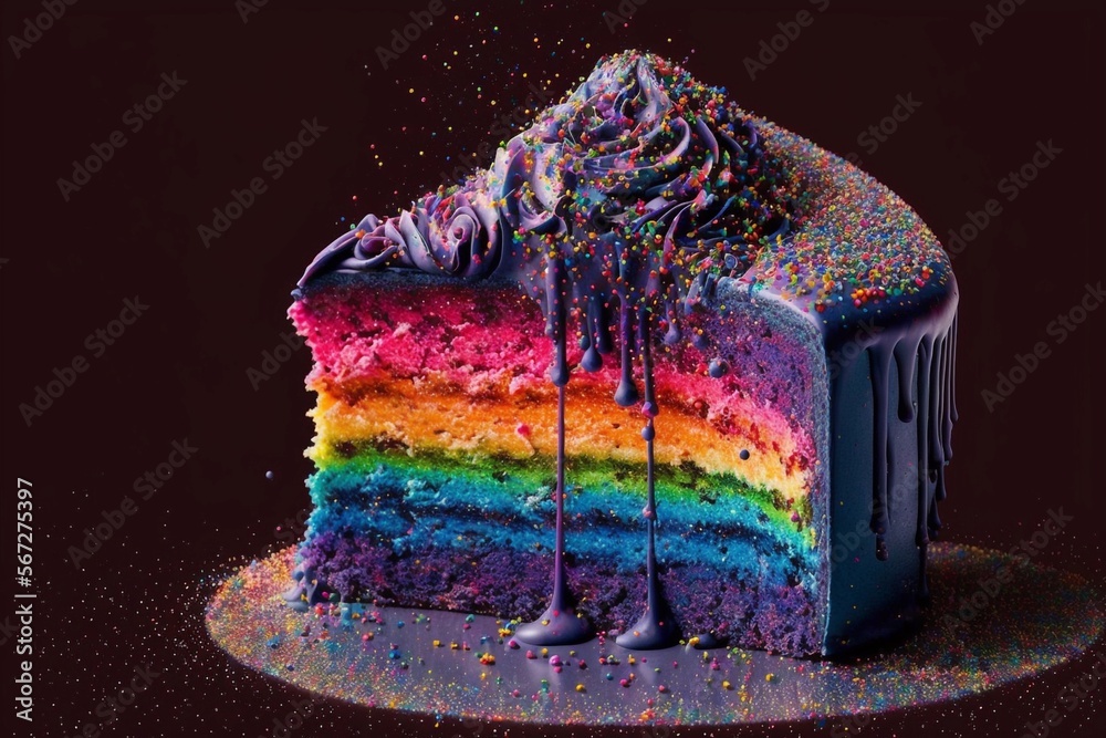 A breathtaking photo of an awe-inspiring rainbow cake, showcasing a ...