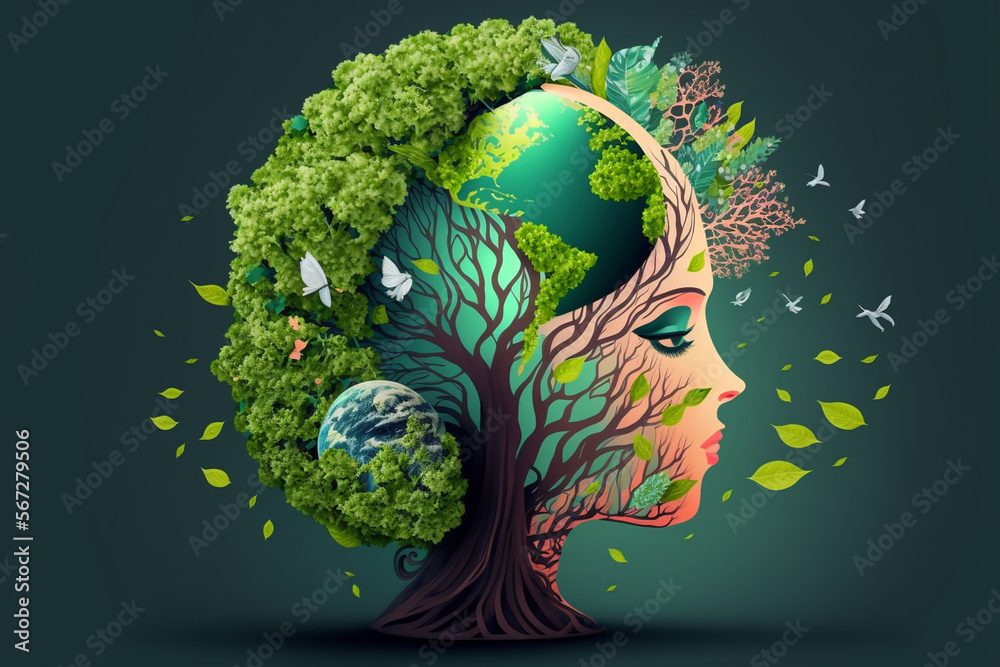 World environment and mother earth day concept with globe and eco ...