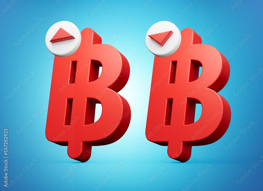 Baht Thailand Symbol, Thailand Baht THB Exchange Rate Value Price Increase up and Decrease down ...