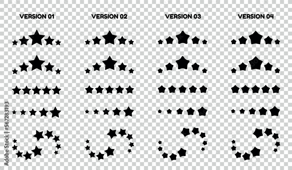 Five Star Icons Set - Different Vector Illustrations Isolated On ...