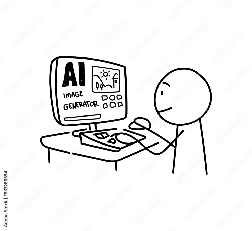 Artificial intelligence image generator, a stick figure in front of the ...