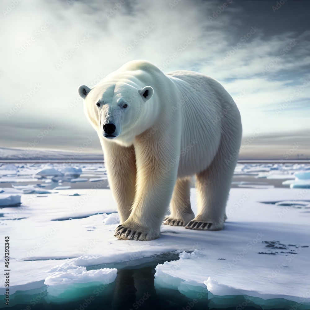Polar Bear. Tundra polar bear. Arctic polar bear. Generative AI. Stock ...