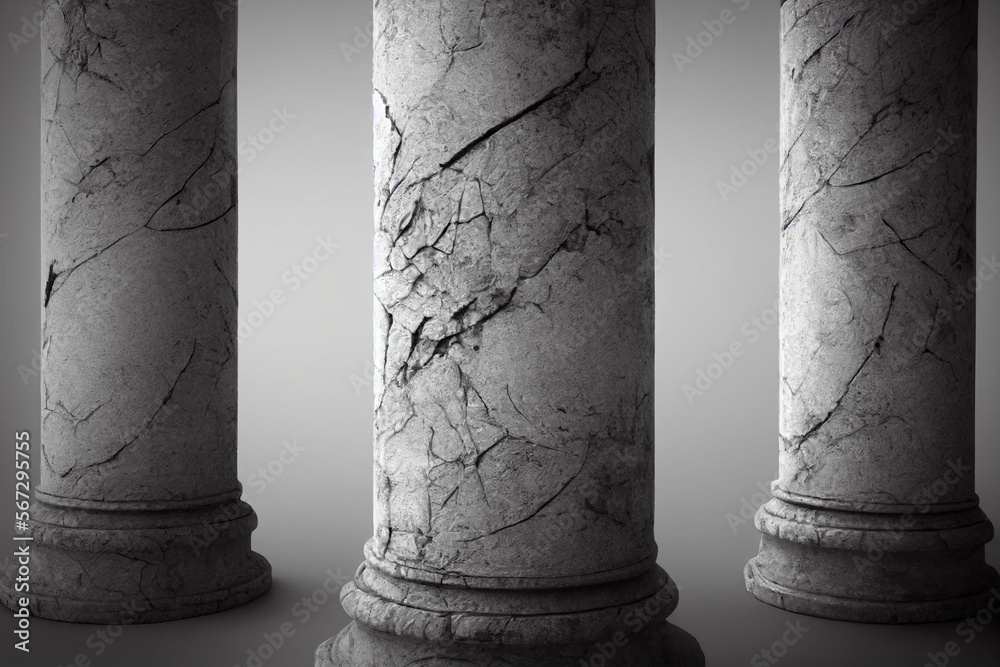 small architectural antique stone pillar column with pedestal isolated ...