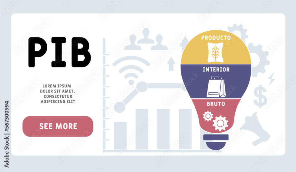 PIB - Producto Interior Bruto acronym. business concept background ...