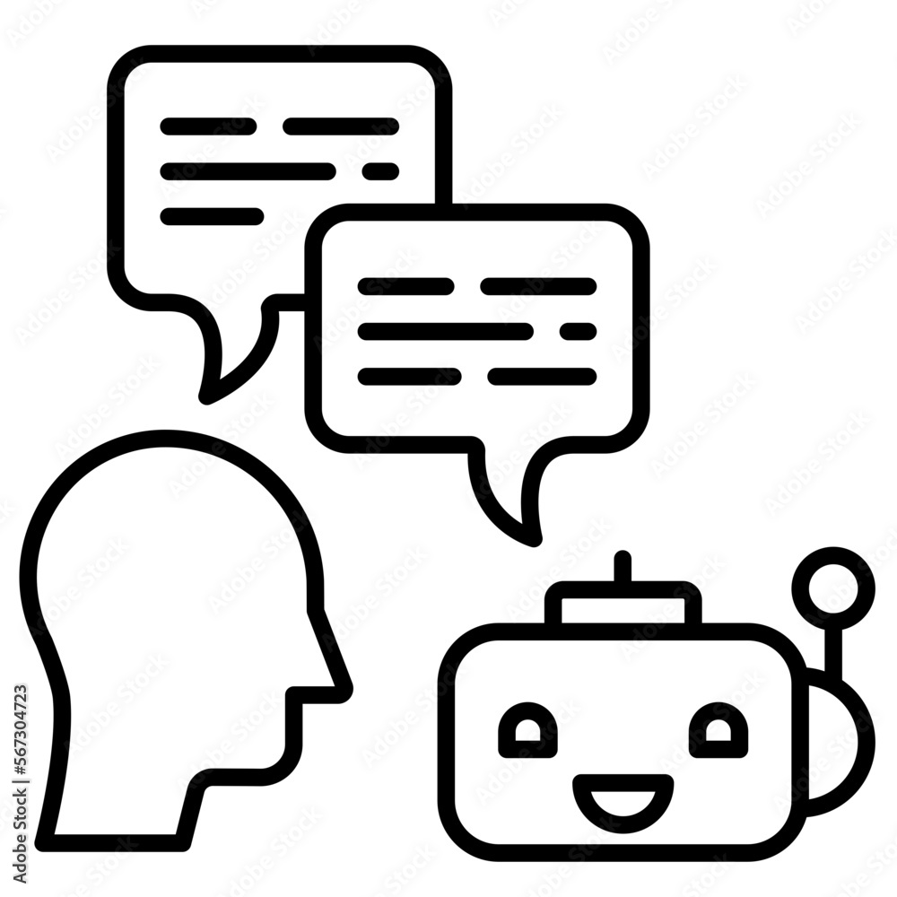 Outlined Ai Chat bot icon Stock Vector | Adobe Stock