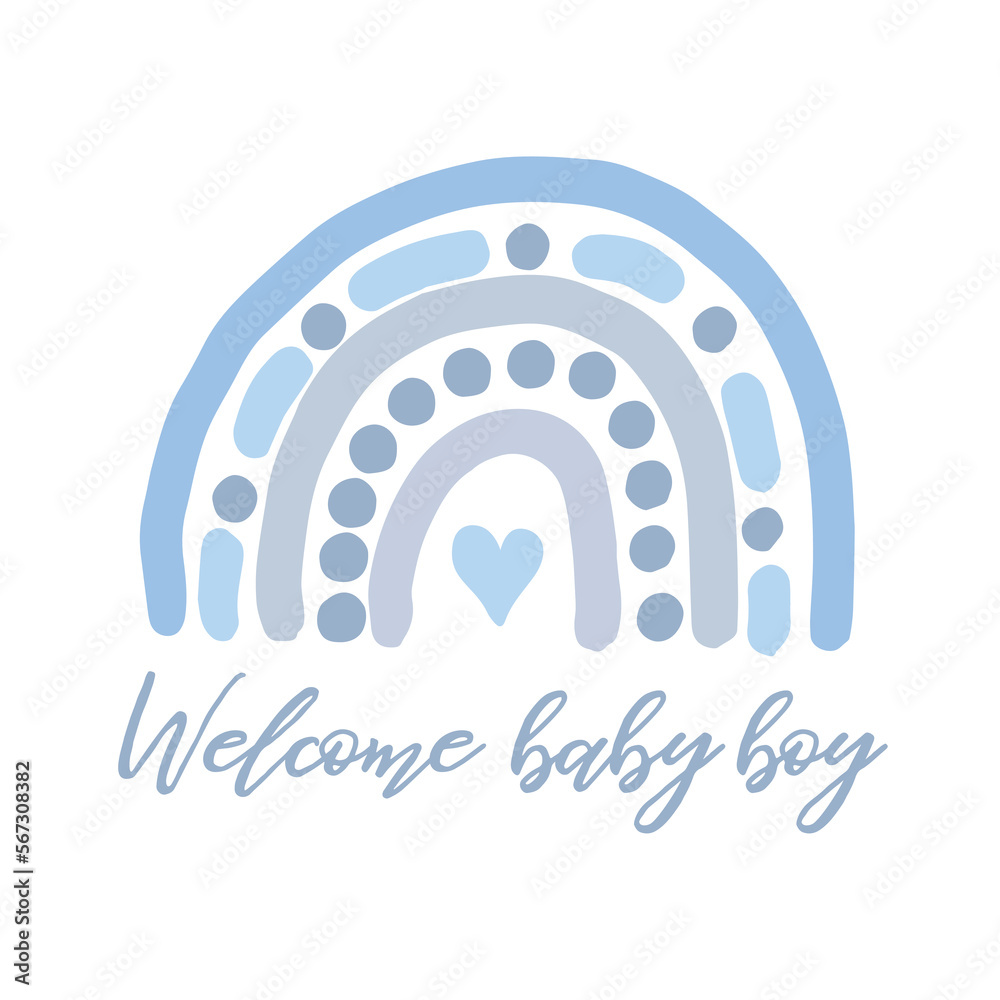 Vetor de Welcome baby boy Rainbow clip art, Rainbow digital, Modern ...