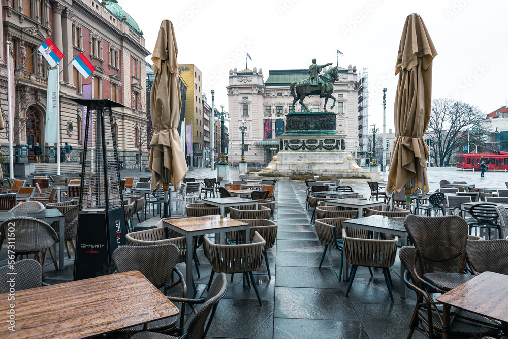 The Republic Square (Trg Republike in Serbian) with old Baroque style ...