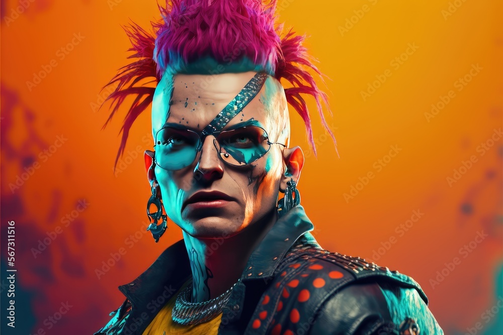 Punk rocker in punk fashion, the clothing, hairstyles, cosmetics ...