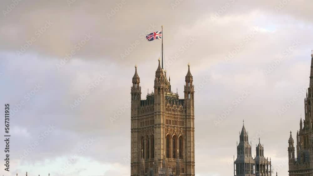Flag of Great Britain, Palace of Westminster, Houses of Parliament in ...