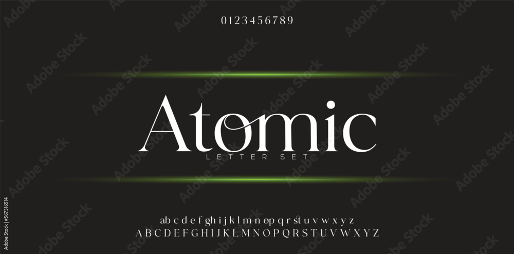ATOMIC Luxury letter fonts and alphabet set. Modern tech typeface ...