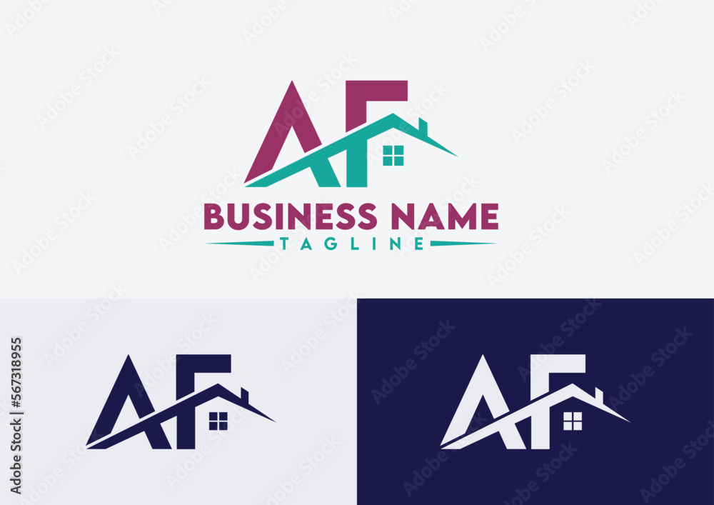 Letter AF logo design vector template, AF letter real estate logo Stock ...