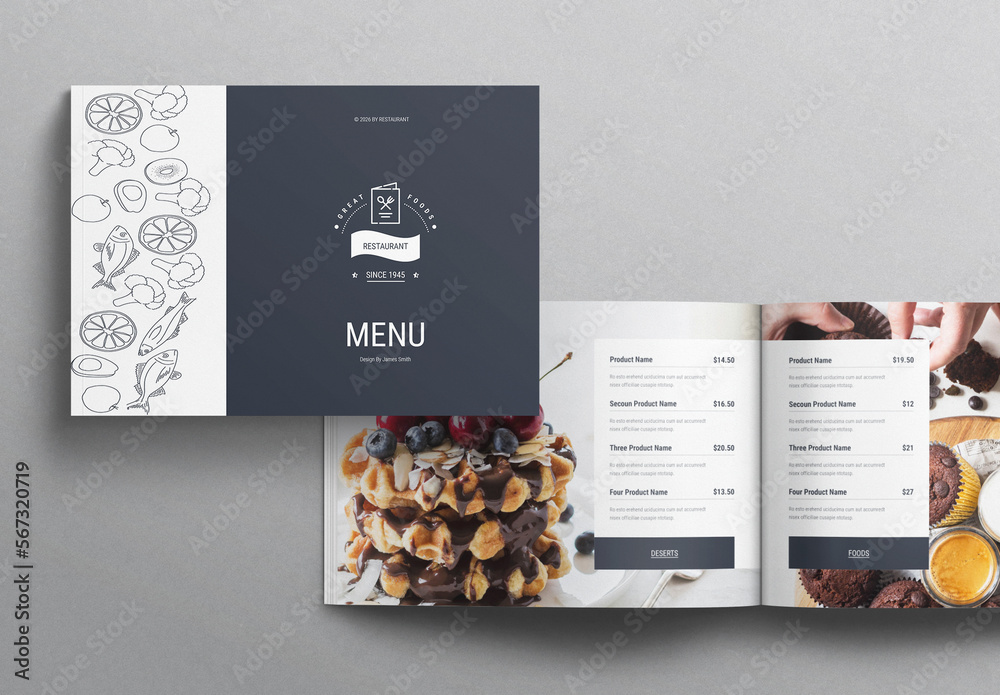 Food Menu Template Landscape Stock Template | Adobe Stock